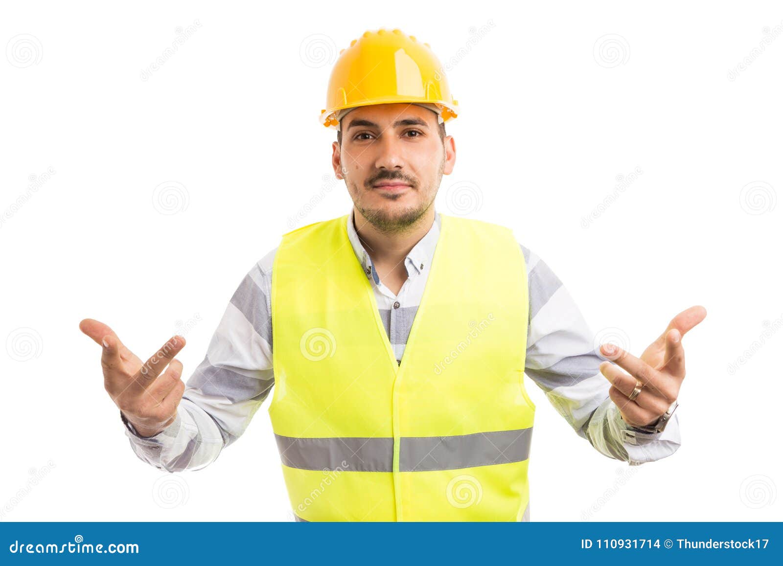 Engineer Architect or Builder Making Ask Question Gesture Stock Photo ...