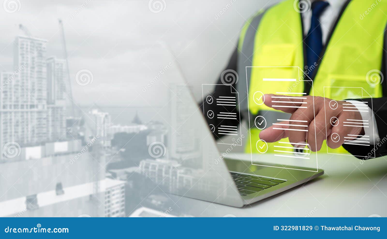 Engineer or Architect Checking the List of Documents and Approving the ...