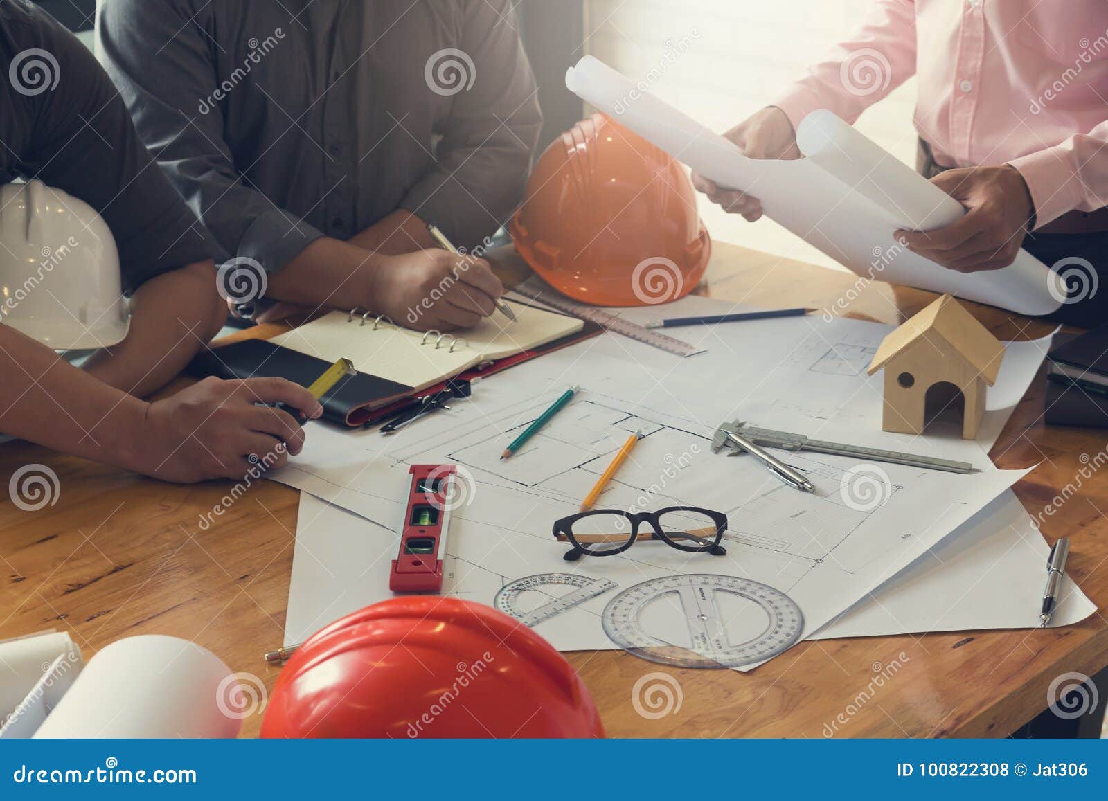 Engineer and Architect Concept, Engineer Architects Office Team Working ...