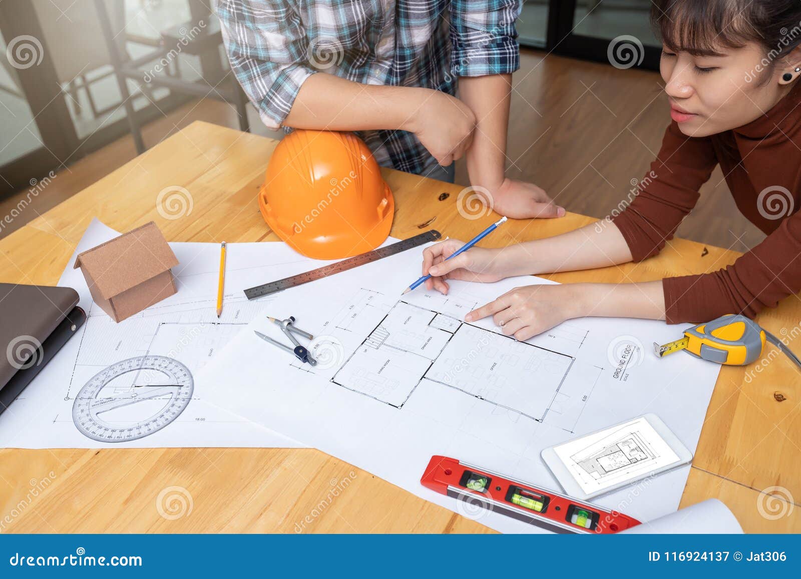 Engineer and Architect Concept, Engineer Architects Office Team Working ...