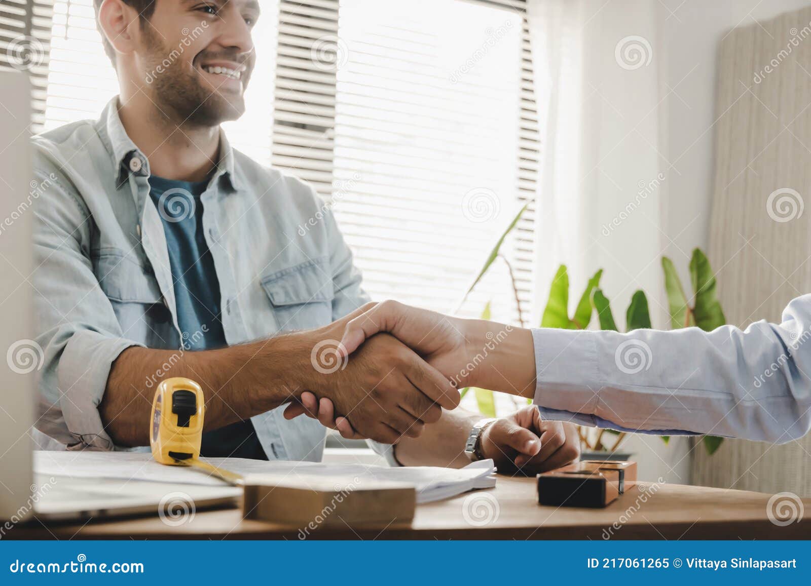 Engineer, Architect, Construction Worker Team Hands Shaking after Plan ...