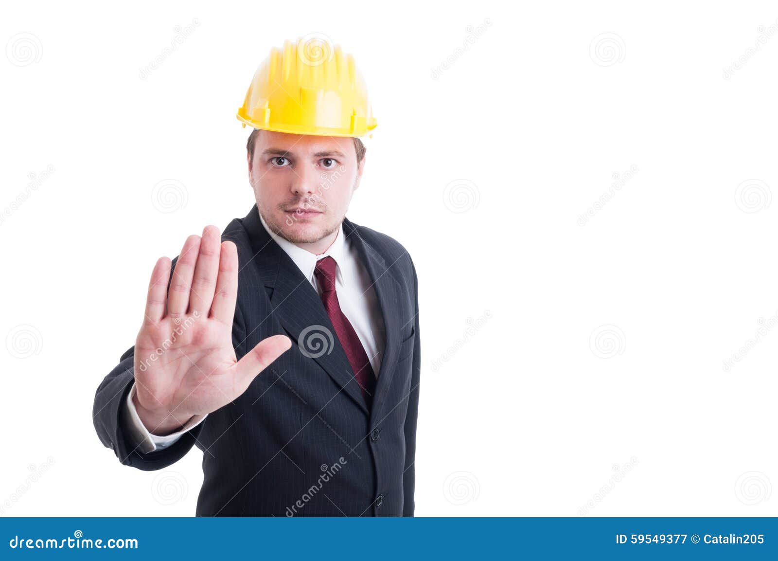 Engineer, Architect or Contractor Showing Stop and Stay Gesture Stock ...