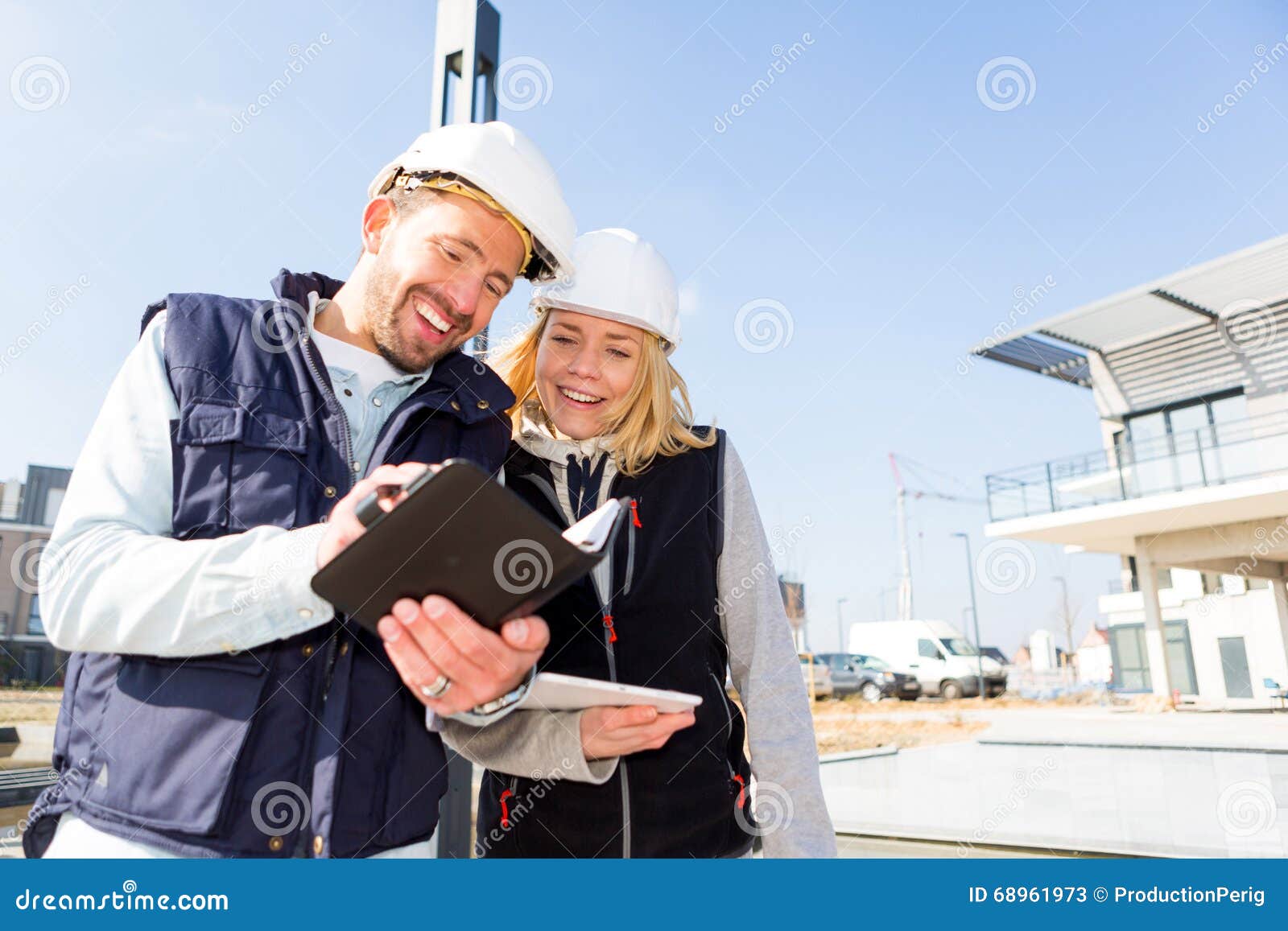 Engineer and Architect Dating Next Appointment on a Construction Stock ...