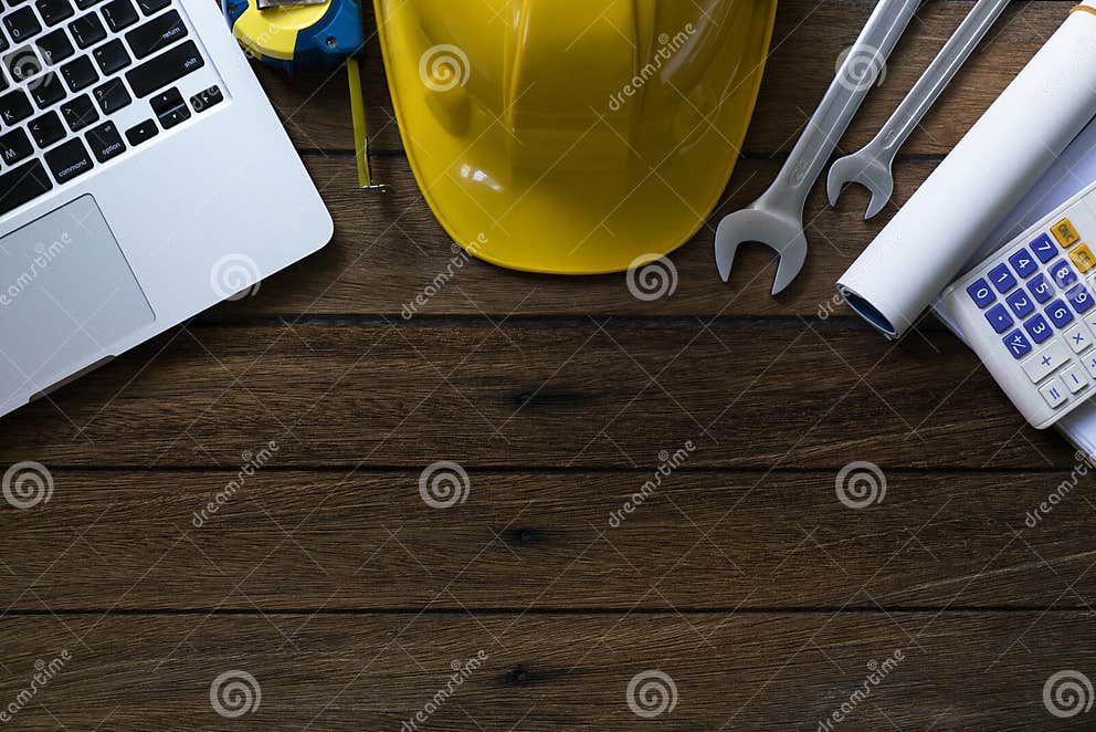 Engineer or Architect Desk Background in the Office Stock Image - Image ...