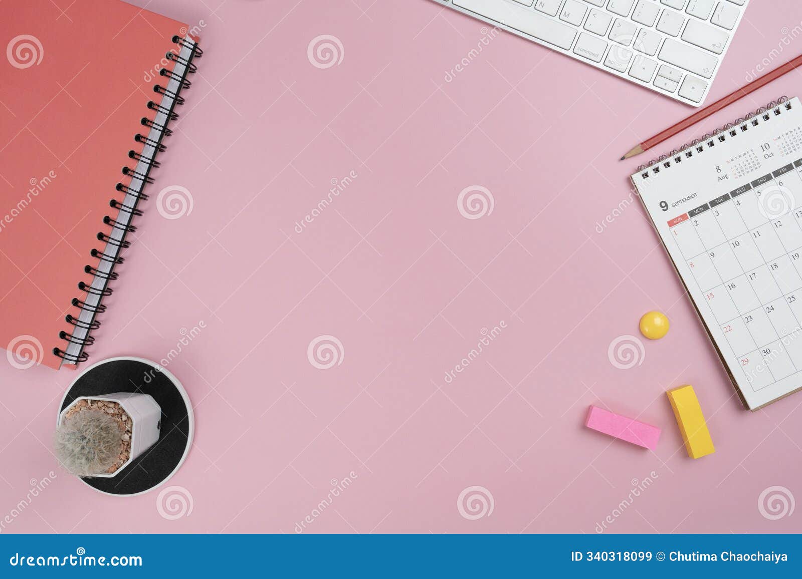Engineer or Architect Desk with Stationery on Pink Background in the ...