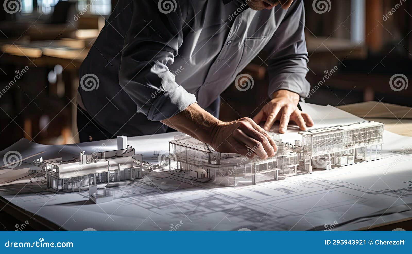 Engineer Architect Develops A Layout Of Architecture Stock Illustration Illustration Of Estate