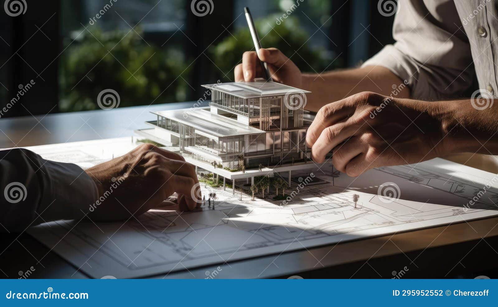 Engineer Architect Develops A Layout Of Architecture Stock Illustration Illustration Of