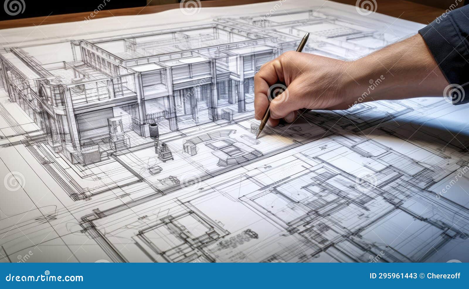 Engineer Architect Develops A Layout Of Architecture Stock Image Image Of Architect House