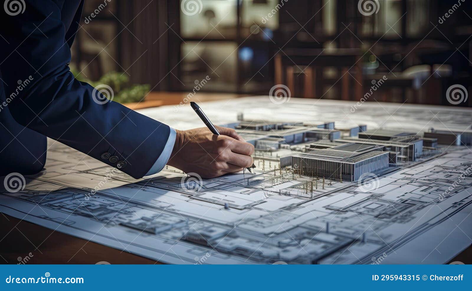 Engineer Architect Develops a Layout of Architecture Stock Illustration ...