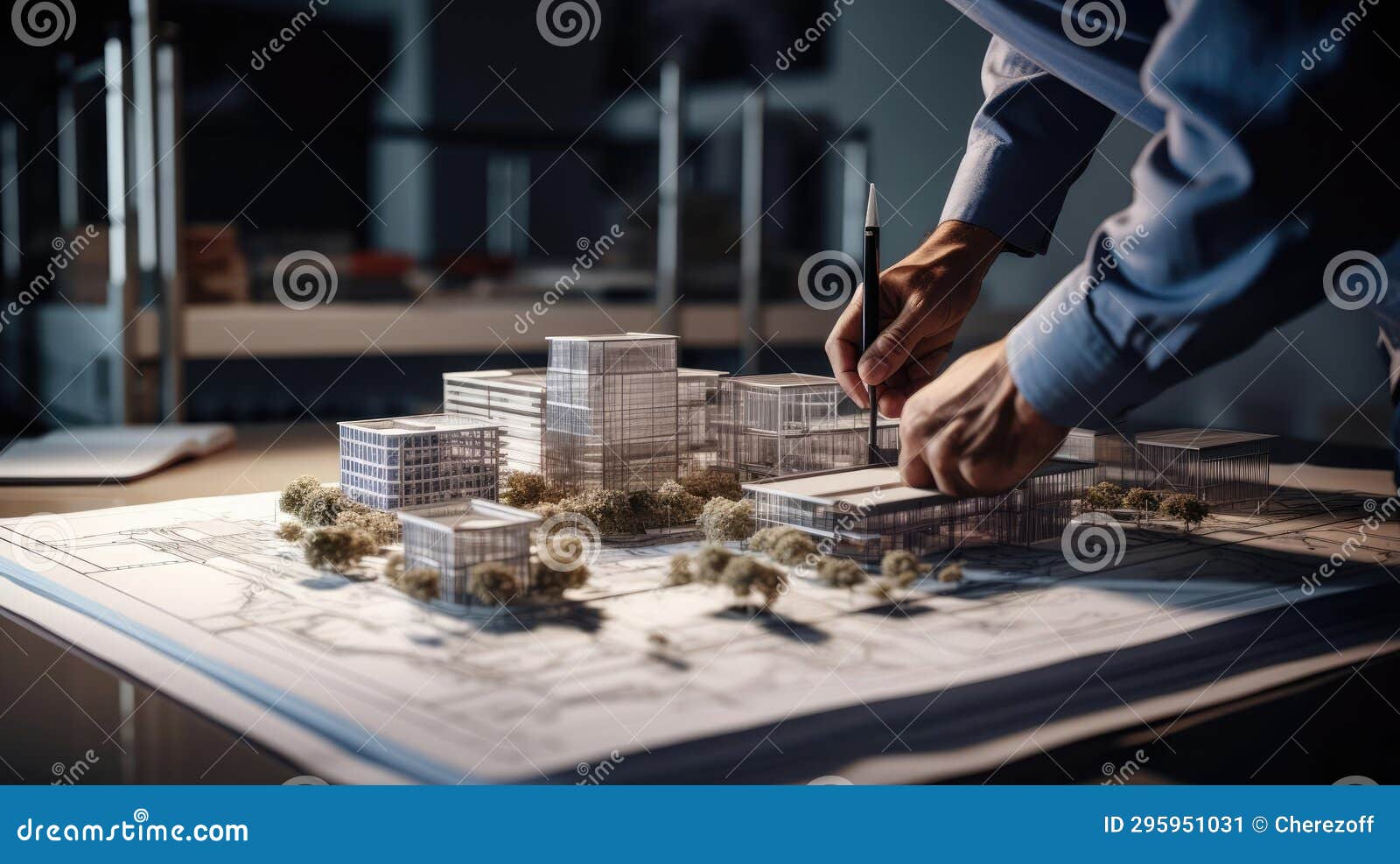Engineer Architect Develops a Layout of Architecture Stock Illustration ...