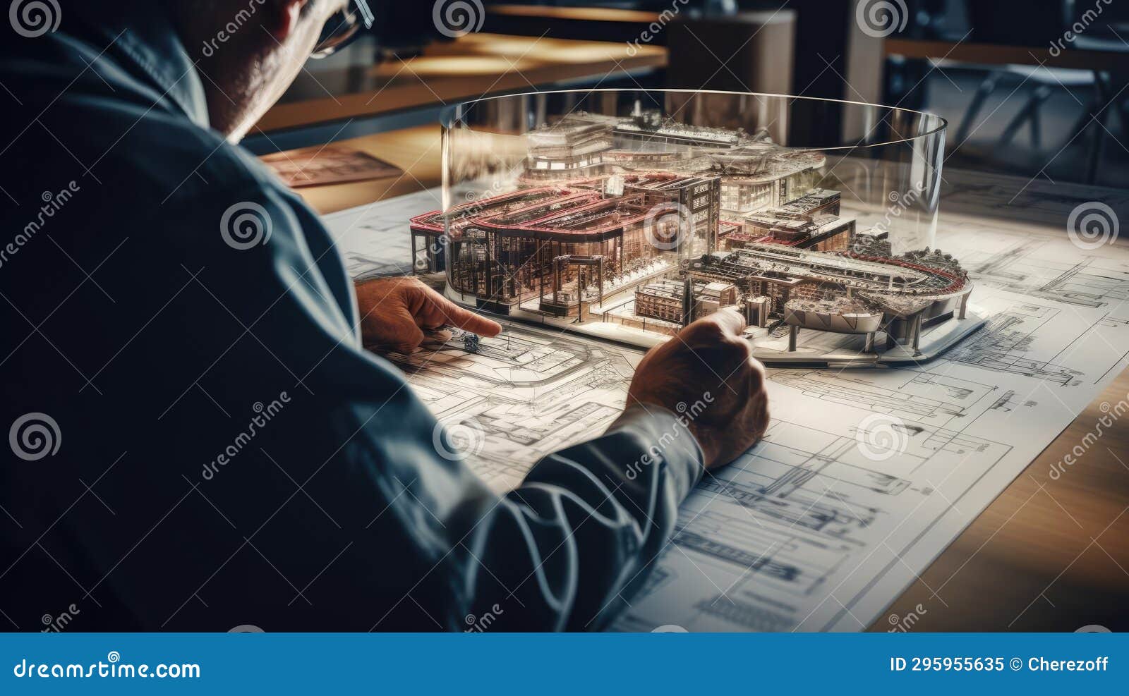 Engineer Architect Develops a Layout of Architecture Stock Illustration ...