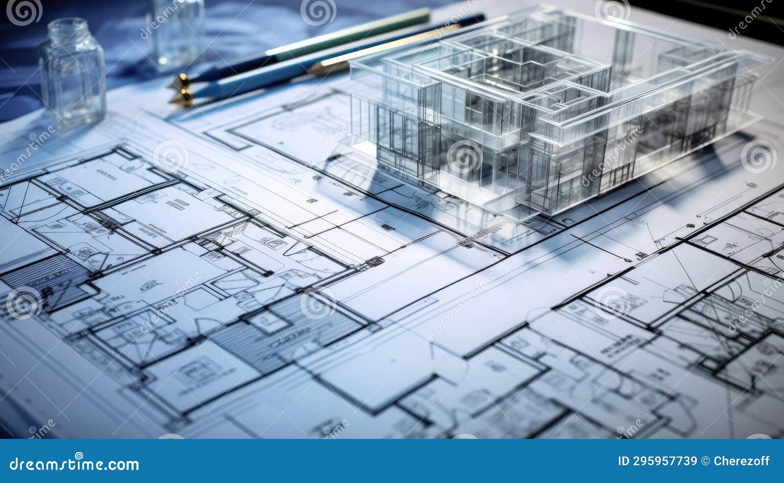 Engineer Architect Develops a Layout of Architecture Stock Illustration ...