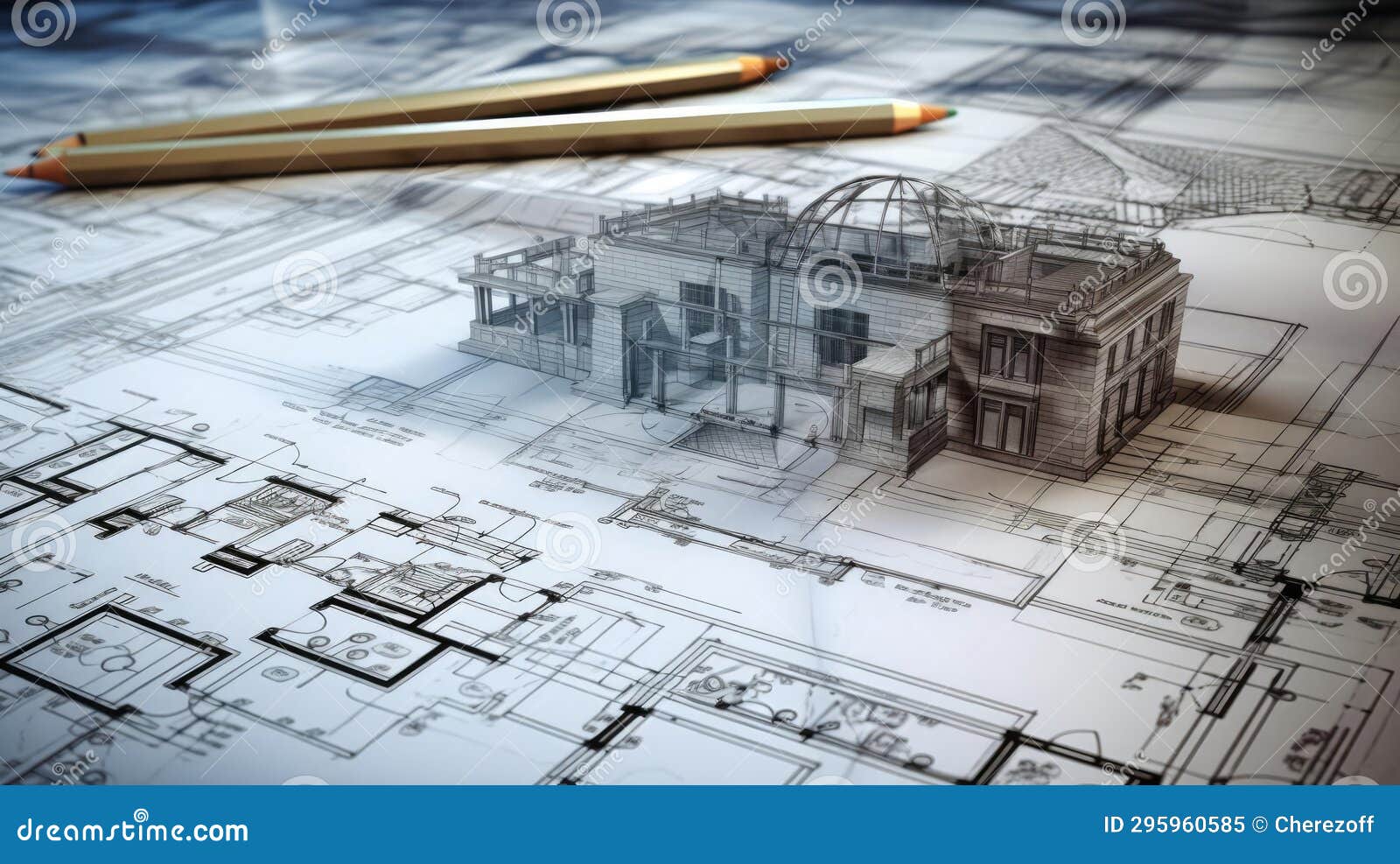 Engineer Architect Develops a Layout of Architecture Stock Illustration ...