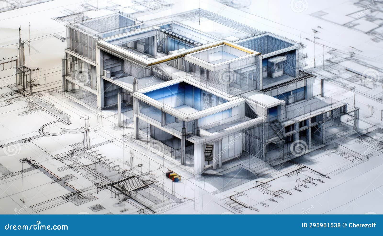 Engineer Architect Develops a Layout of Architecture Stock Photo ...