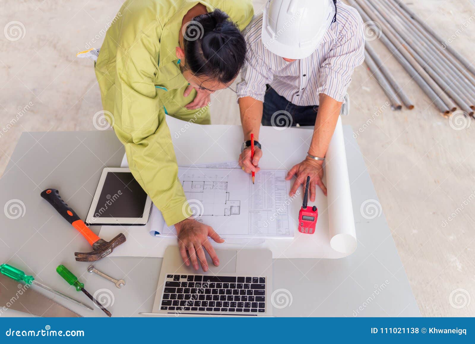 Engineer and Architect Discussing about Shop Drawing in Construction ...