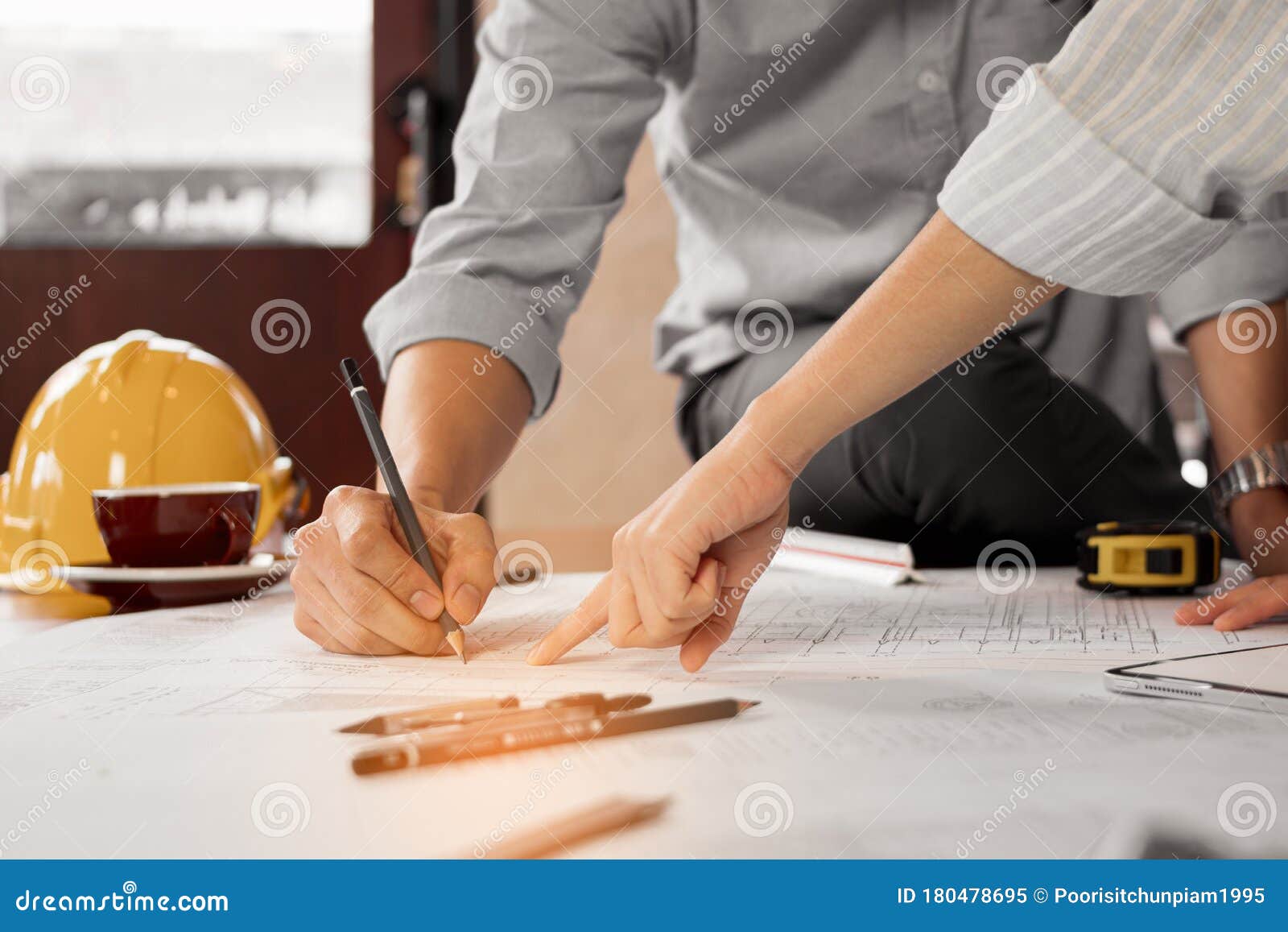 Engineer and Architect Hand Brainstorming about Strategy of Working ...