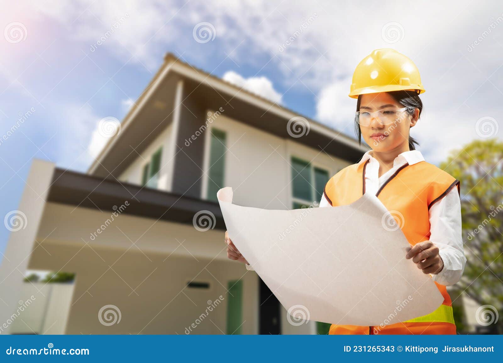 Engineer or Architect for House Building Stock Image - Image of ...
