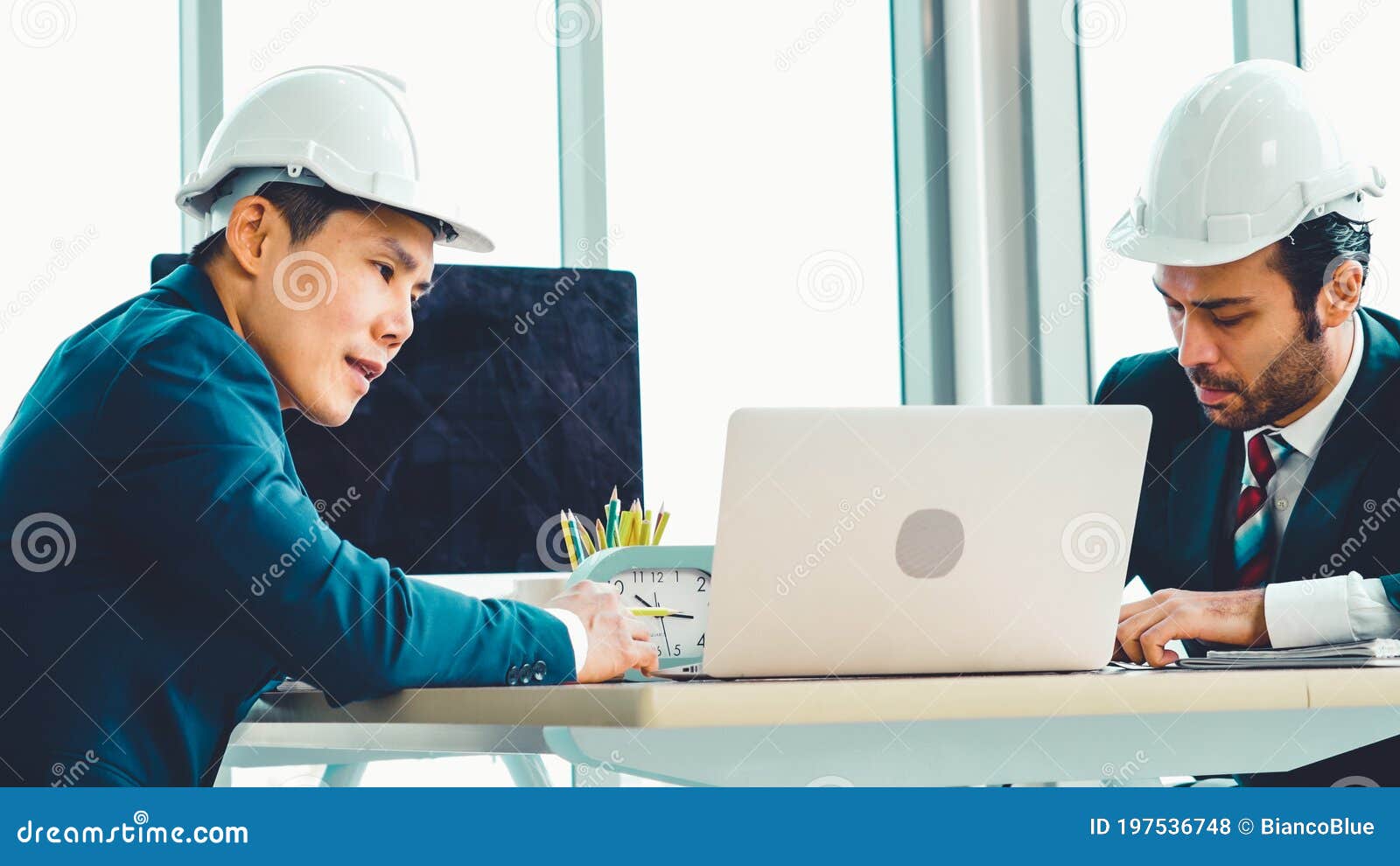 Engineer and Architect Meeting at Office Table Stock Photo - Image of ...