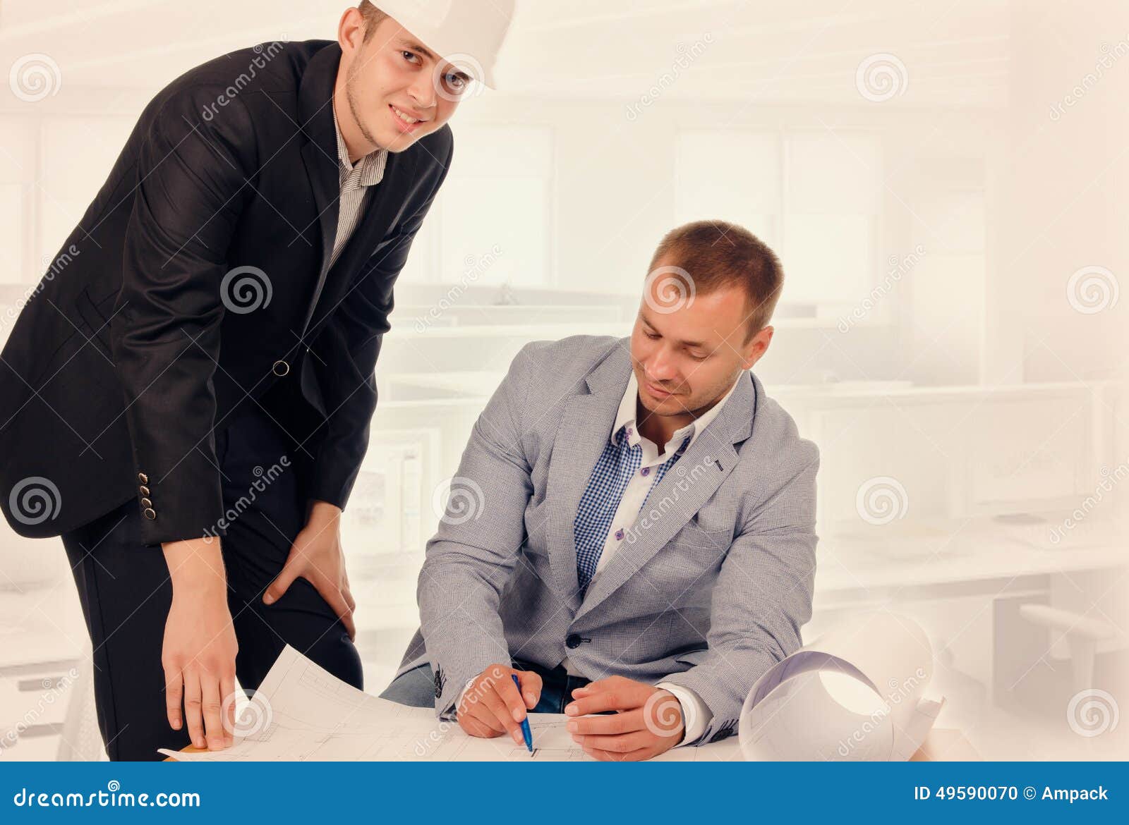 Engineer and Architect Talking about the Blueprint Stock Photo - Image ...