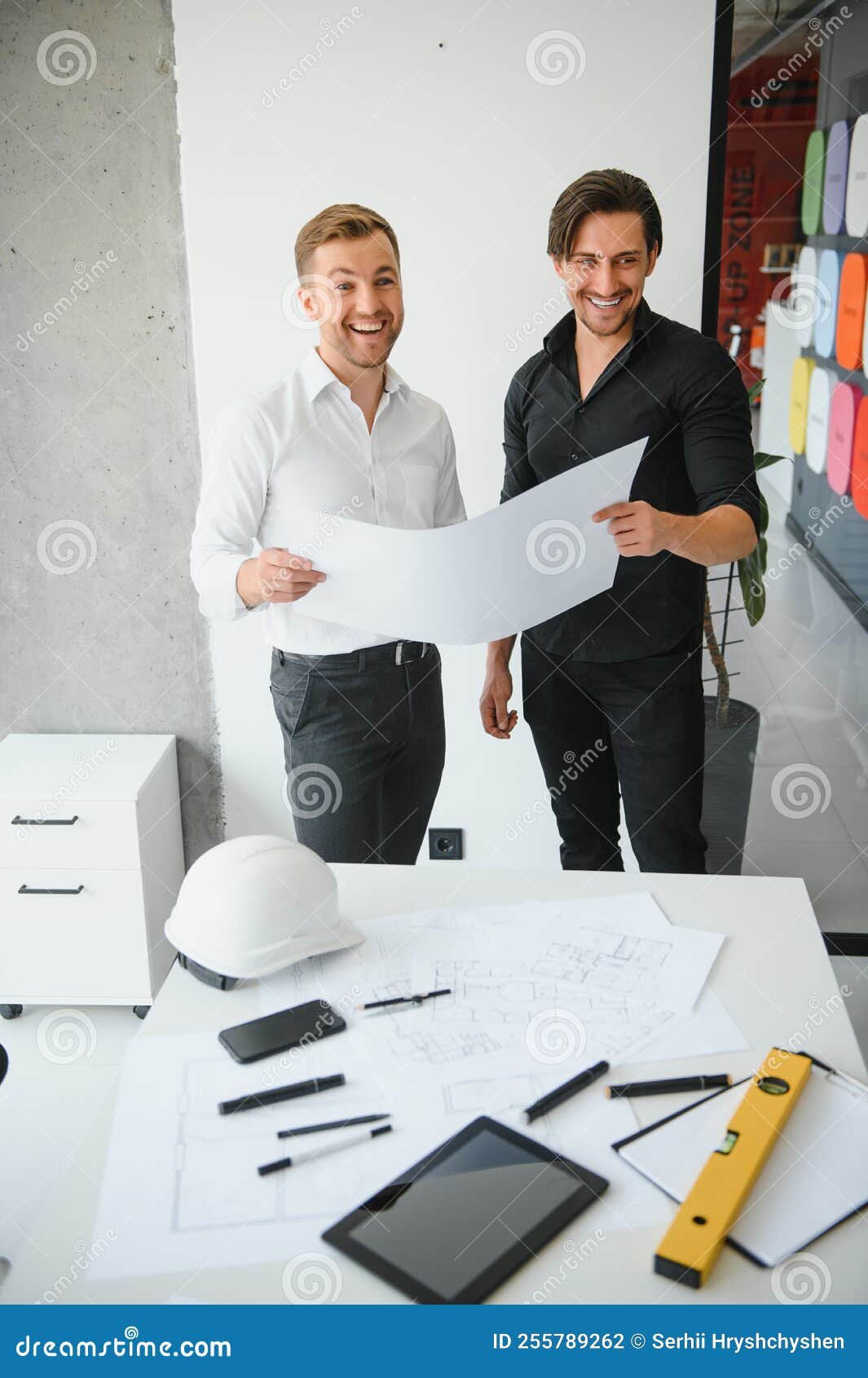 Engineer or Architect Teamwork Working on Construction Project with ...