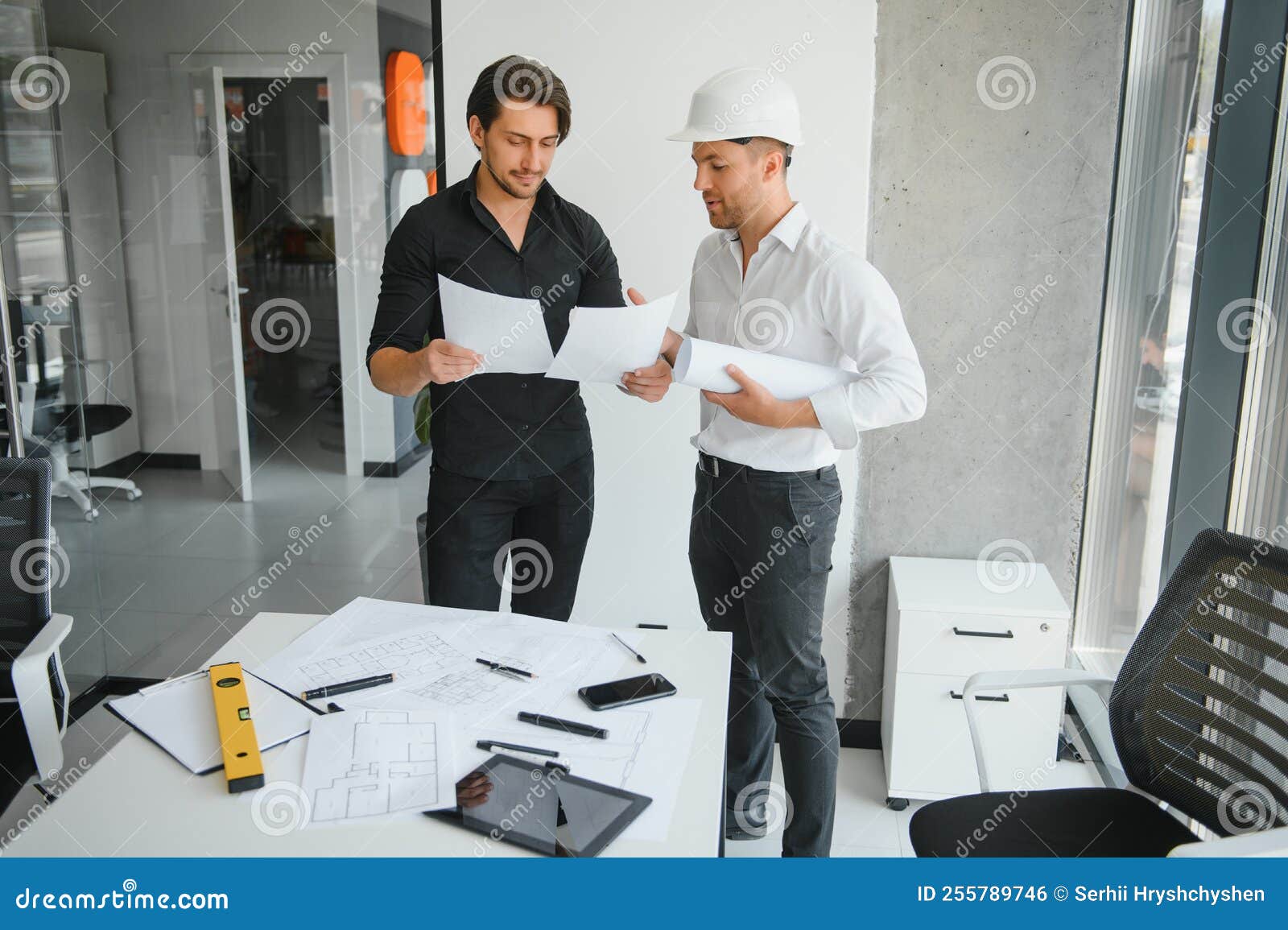 Engineer or Architect Teamwork Working on Construction Project with ...