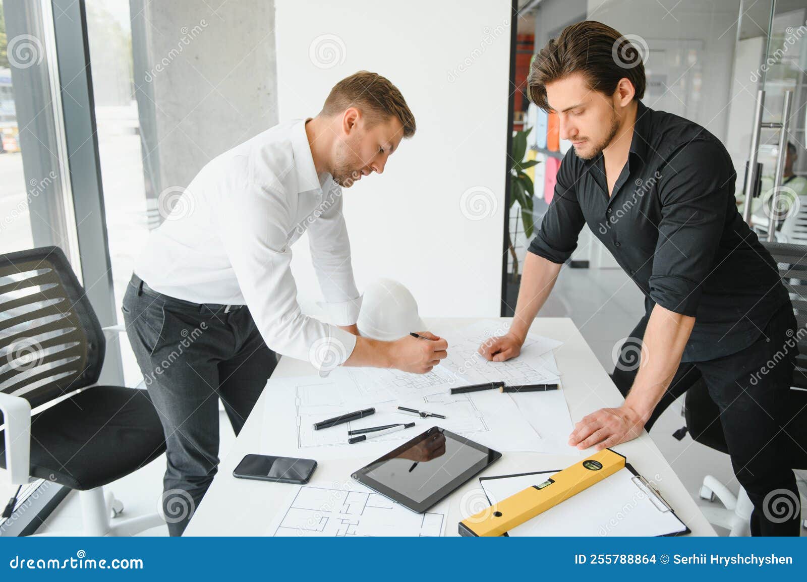 Engineer or Architect Teamwork Working on Construction Project with ...