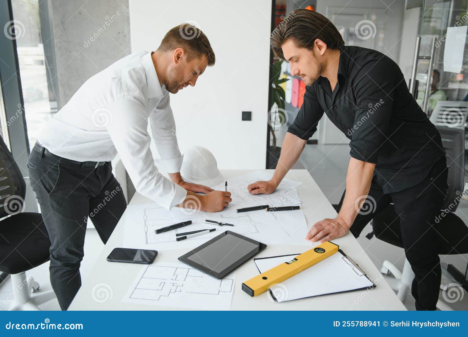 Engineer or Architect Teamwork Working on Construction Project with ...