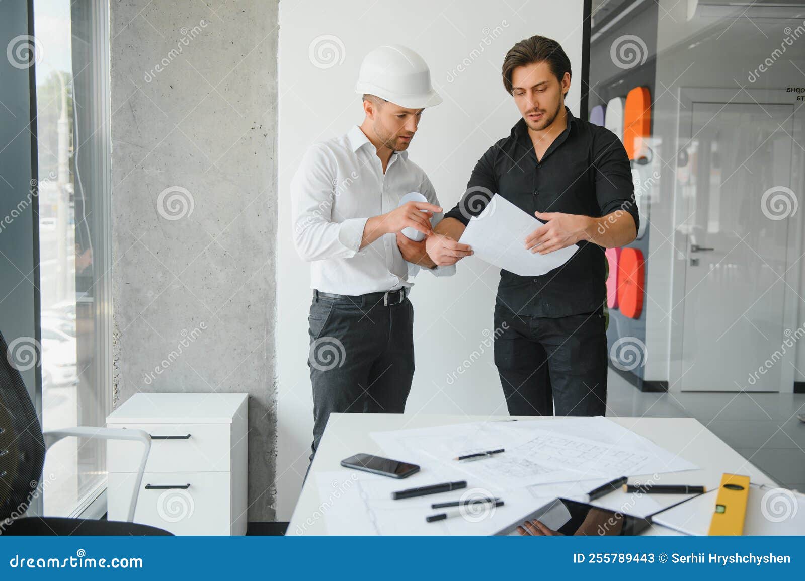 Engineer or Architect Teamwork Working on Construction Project with ...