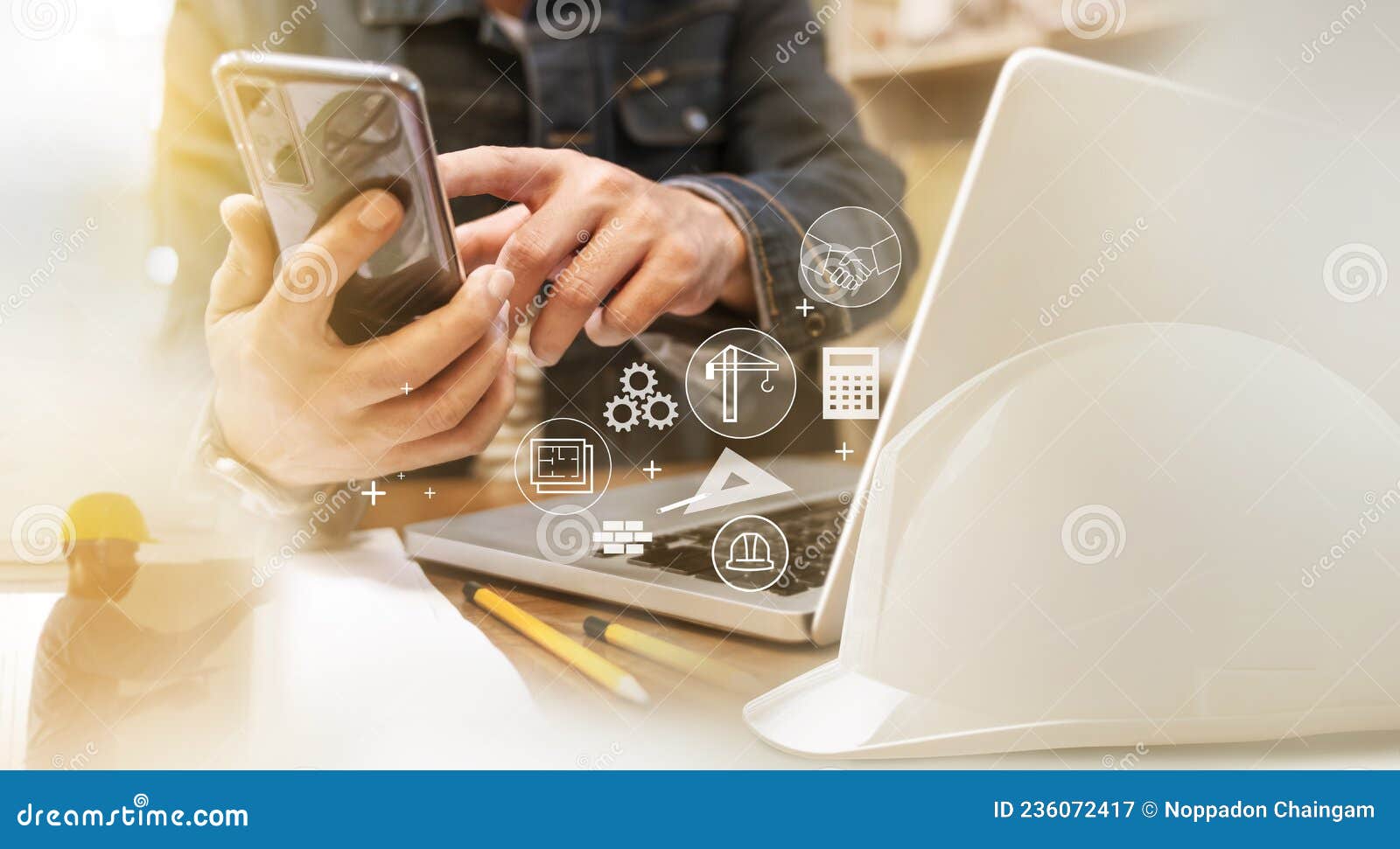 Architect Uses A Ruler To Measure The Blueprints Of The Houses He ...