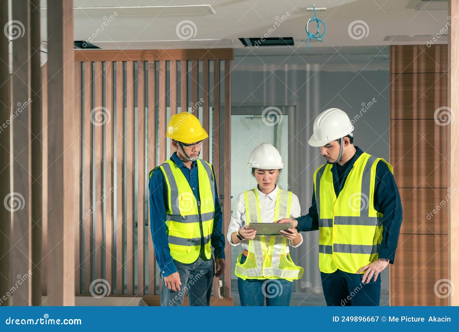 Engineer and Architect Working Discussion Plan in Construction Process ...