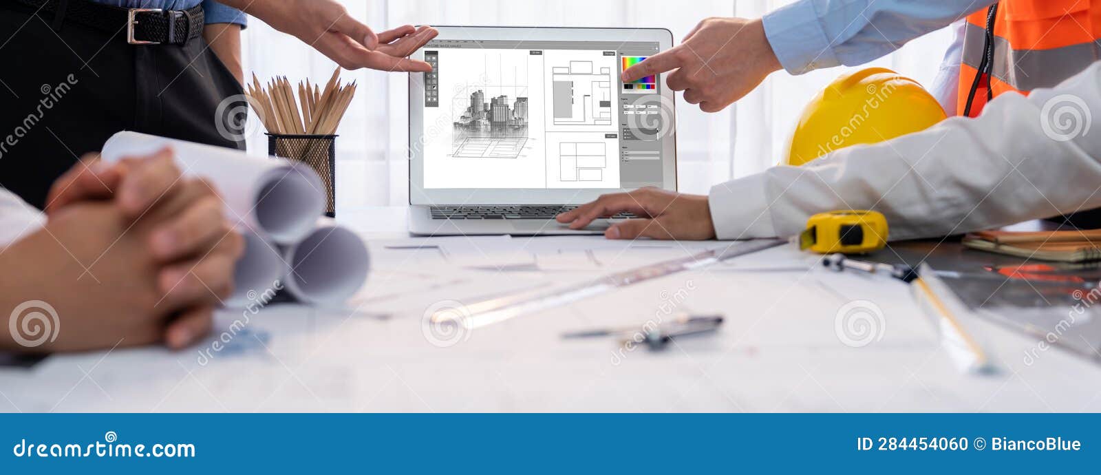 Engineer and Architect Using Architect Designing Software Together ...