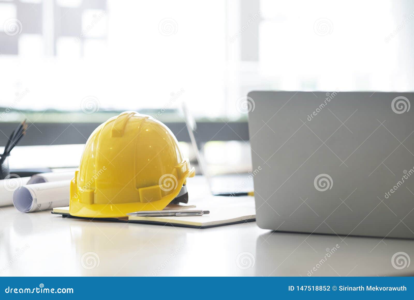 Engineer and Architectural Office Desk Stock Photo - Image of industry ...