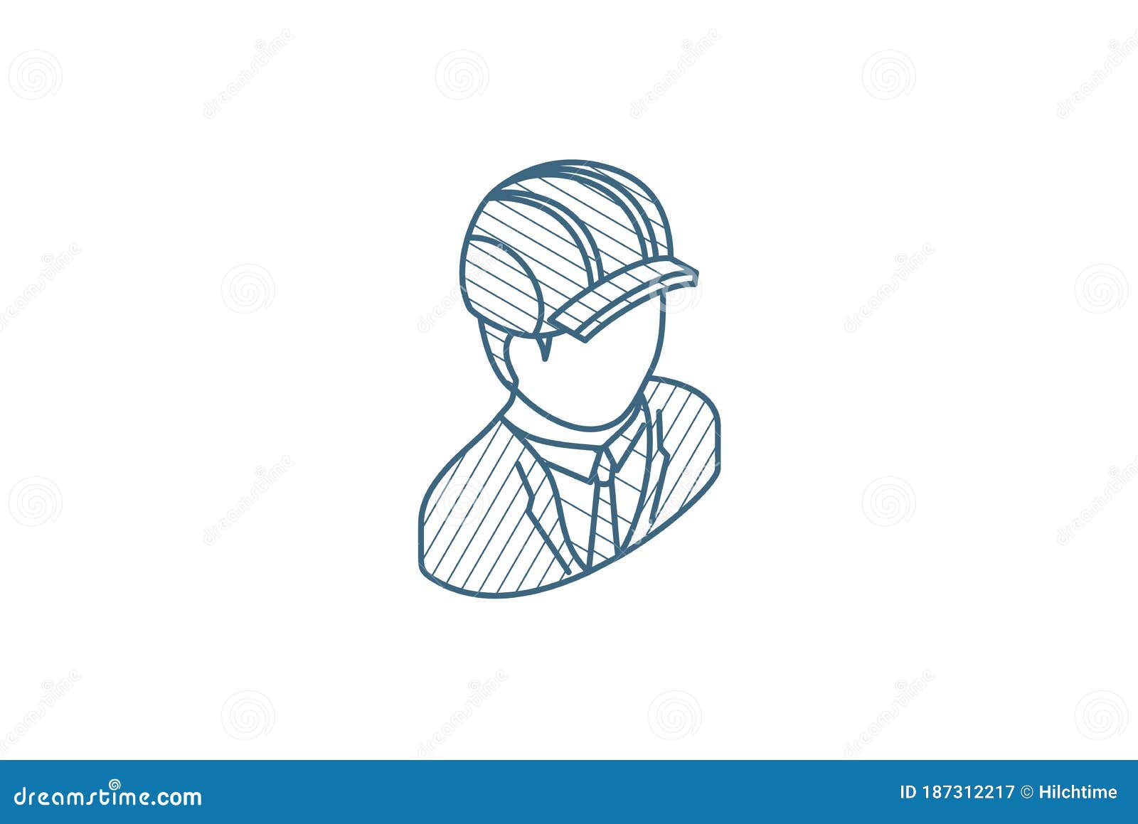 Engineer Avatar, Architect in Helmet Isometric Icon. 3d Line Art ...