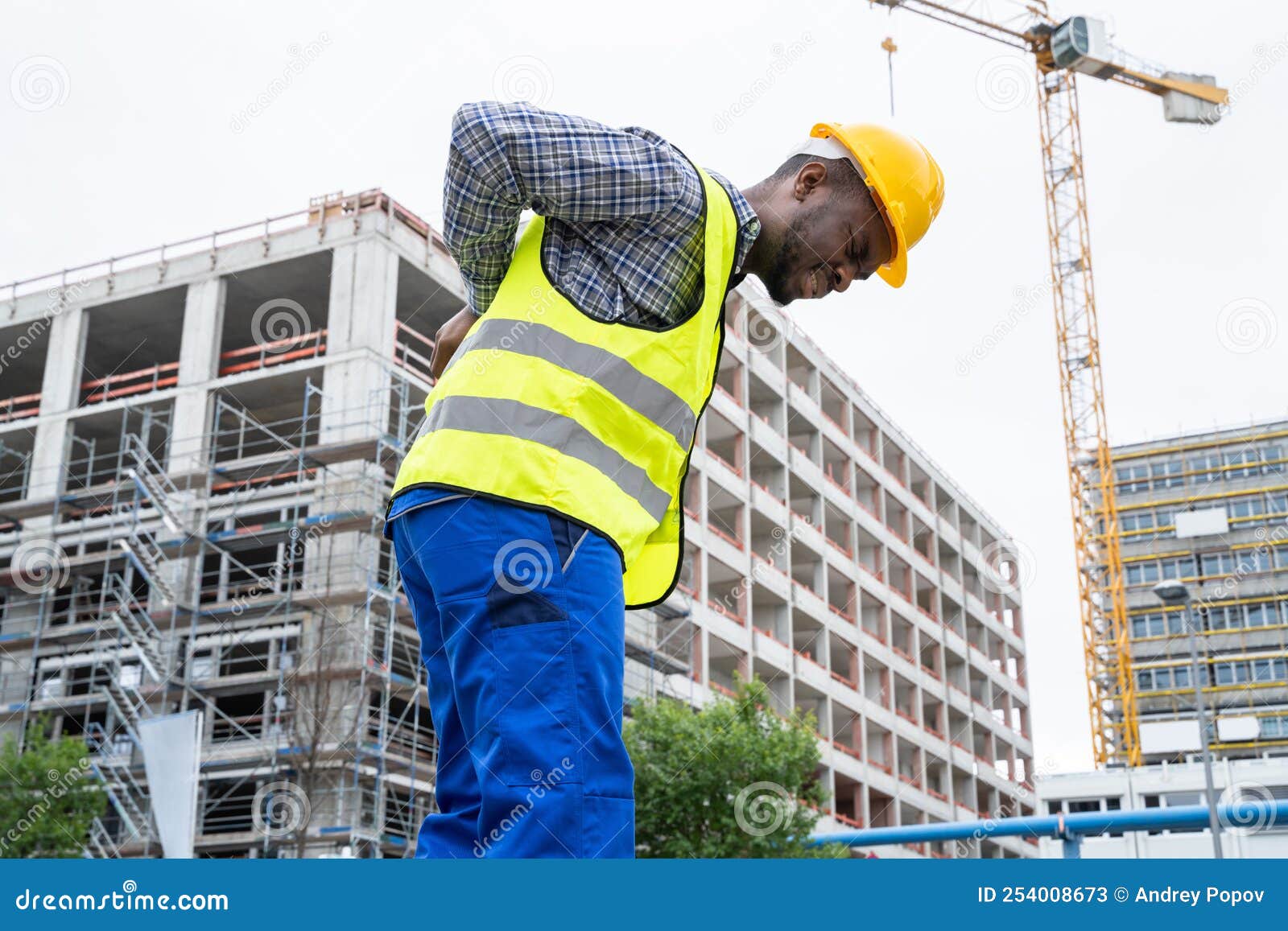 Engineer with Back Pain Injury after Accident Stock Image - Image of ...