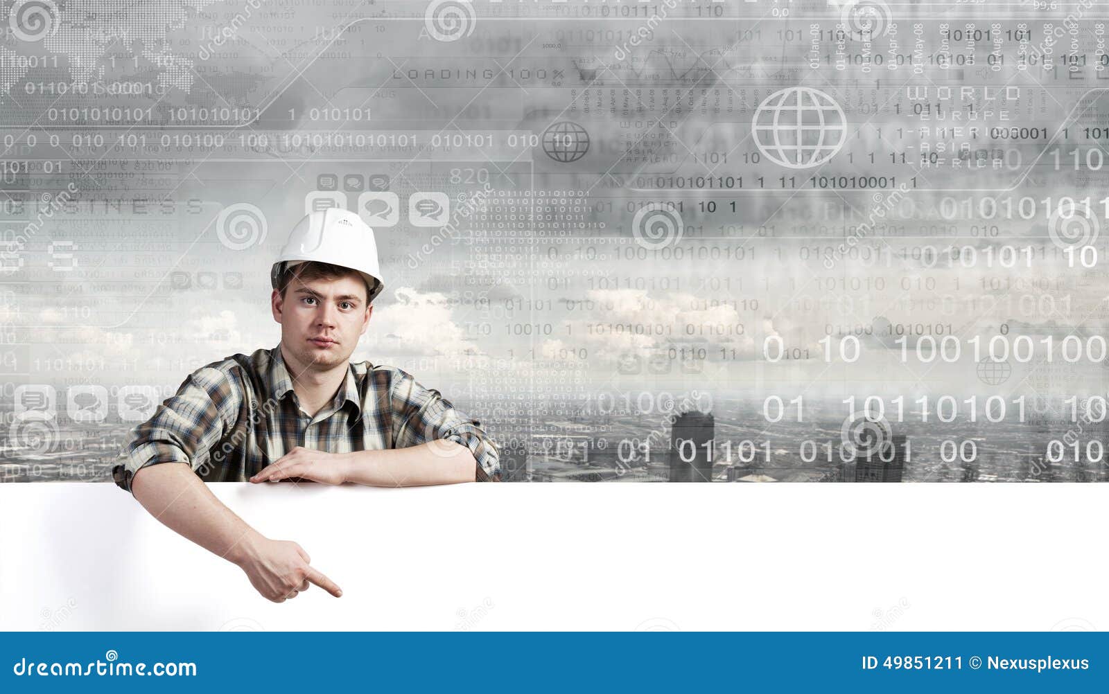 Engineer with banner stock image. Image of foreman, advertising - 49851211