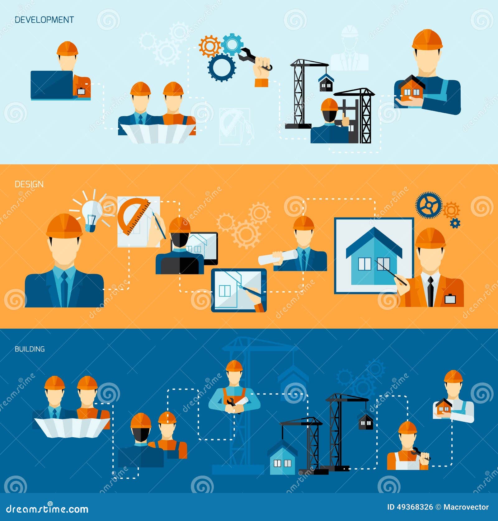 Engineer Banners Set stock vector. Illustration of building - 49368326