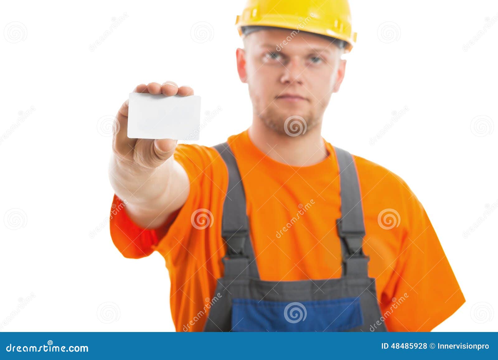Engineer with Blank Business Card Stock Photo - Image of expressing ...