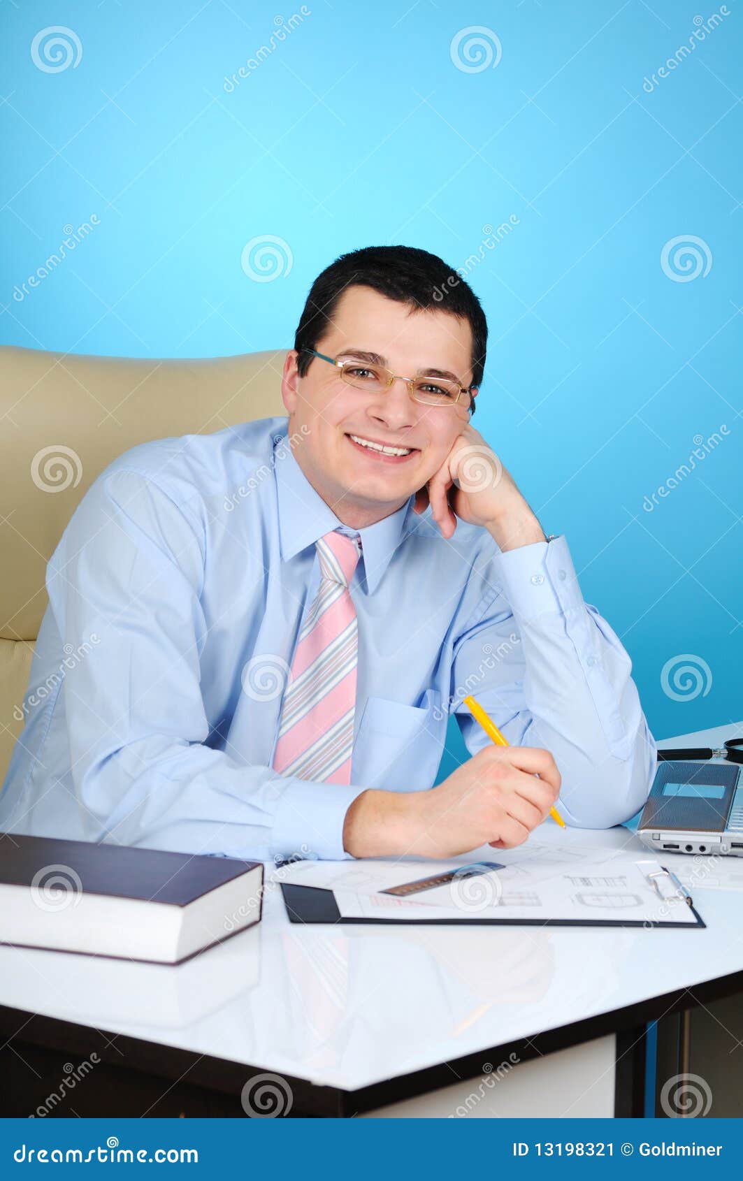 Engineer on Blue Background Stock Image - Image of successful ...