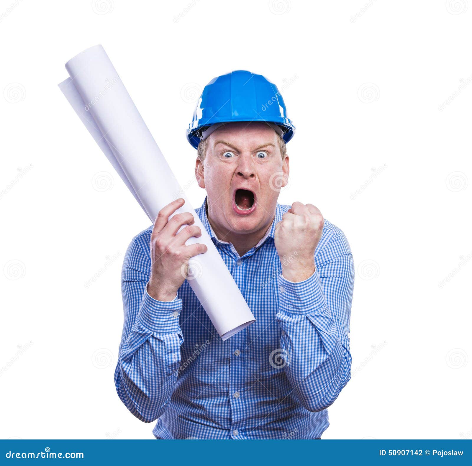 Engineer in blue helmet stock photo. Image of depressed - 50907142