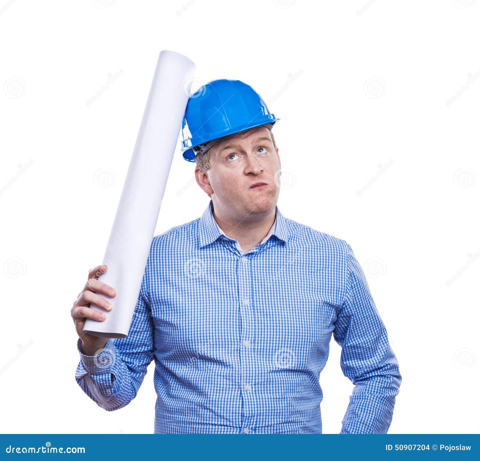 Engineer in blue helmet stock photo. Image of industrial - 50907204