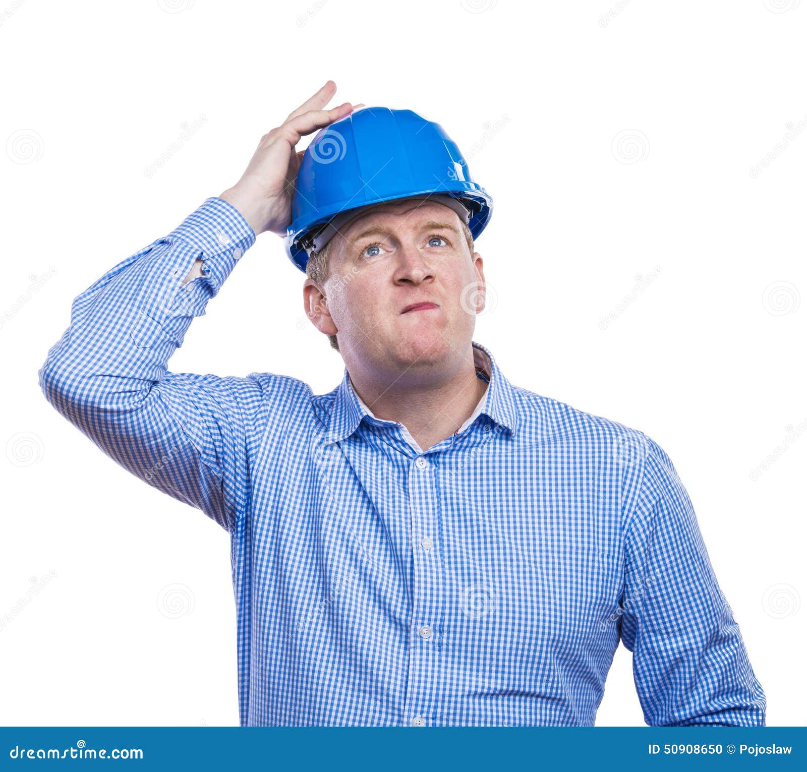 Engineer in blue helmet stock photo. Image of industrial - 50908650
