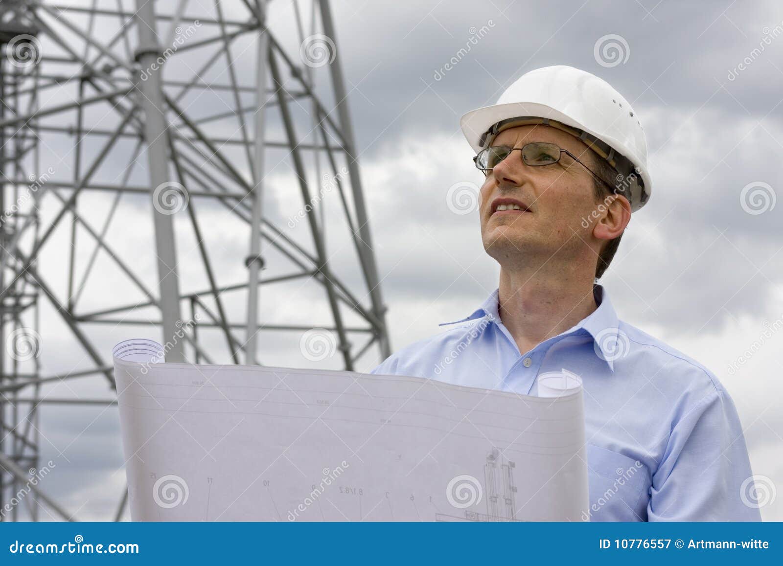 Engineer with blueprint stock image. Image of planning - 10776557