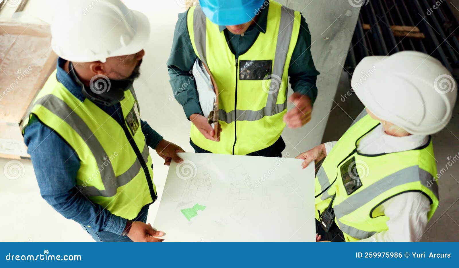 Engineer, Blueprint and Building Project Team with Architect, Builder ...