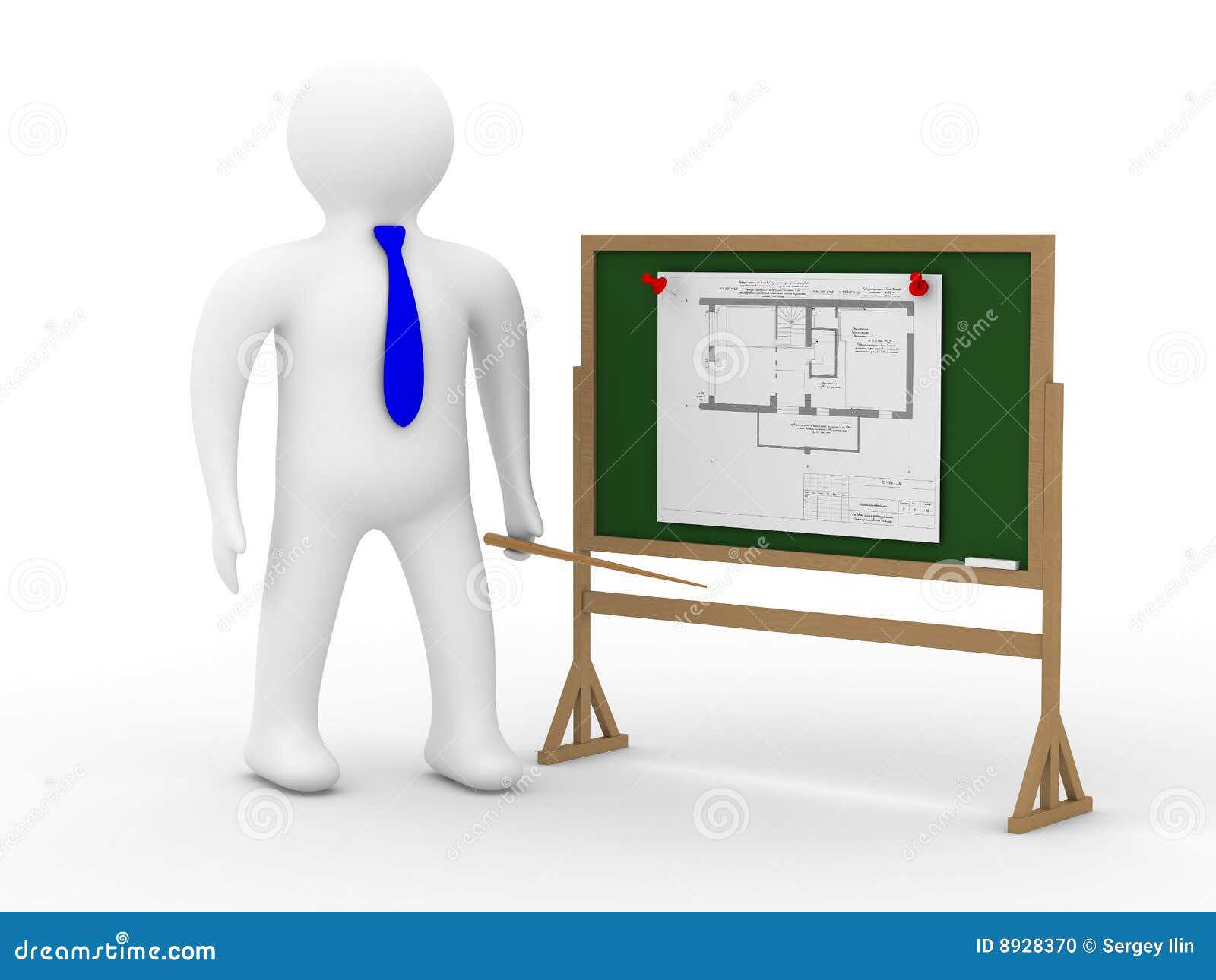 Engineer at a Board with the Plan Stock Illustration - Illustration of ...