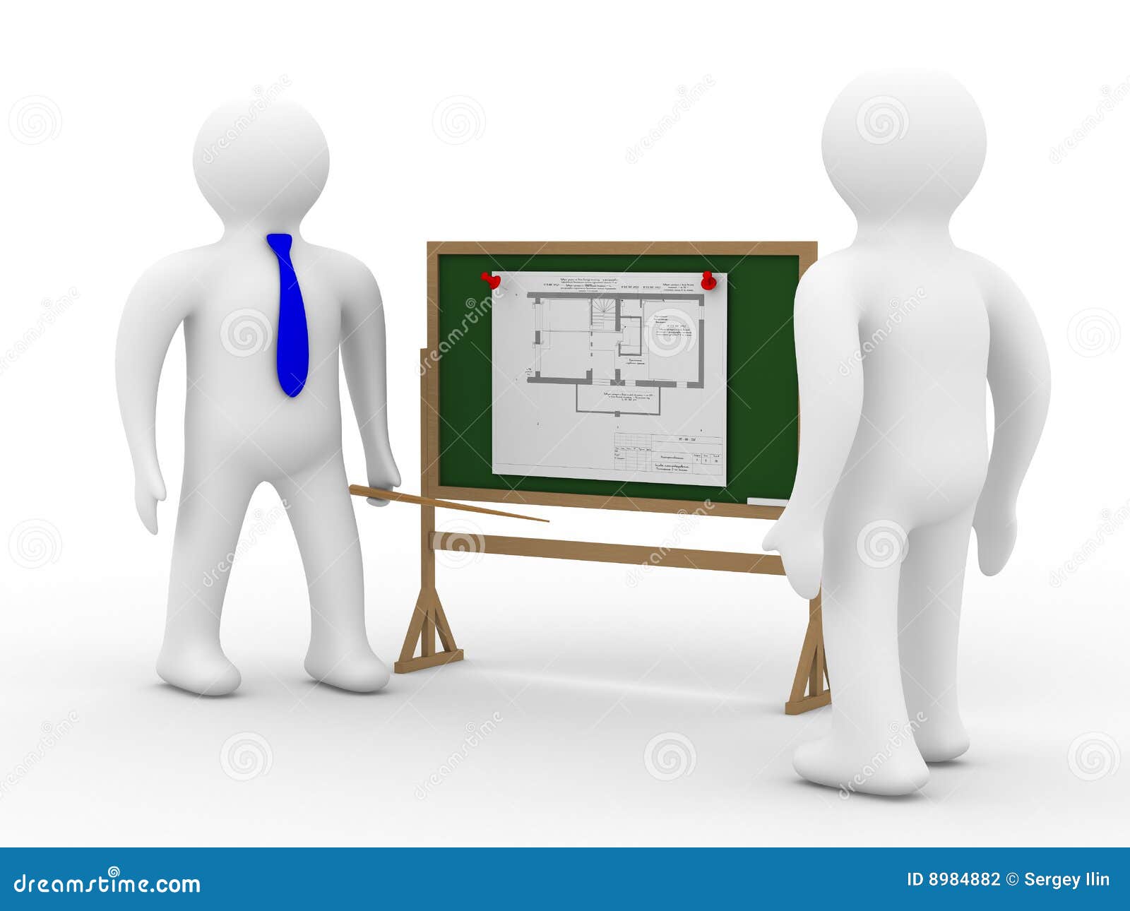 Engineer at a Board with the Plan Stock Illustration - Illustration of ...