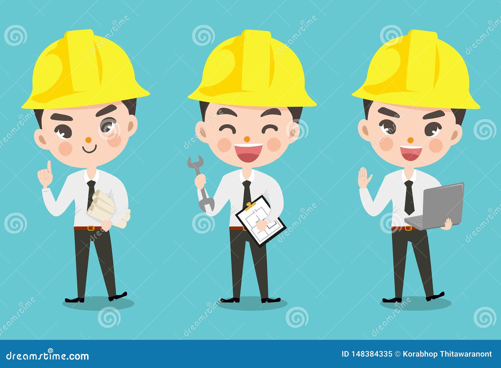 Engineer Boy in Many Action. Stock Vector - Illustration of design ...