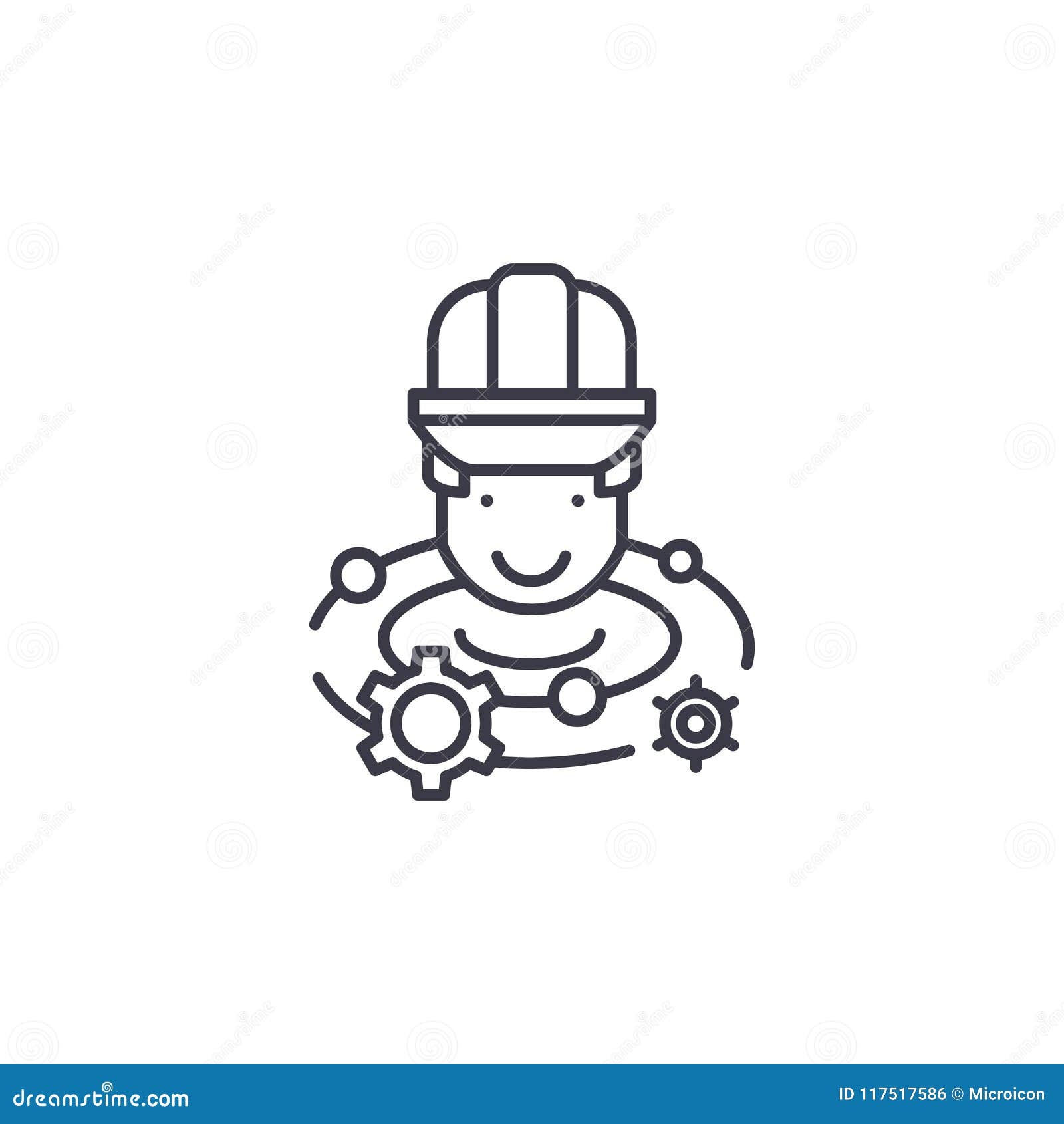 Engineer Brainstorm Linear Icon Concept. Engineer Brainstorm Line ...