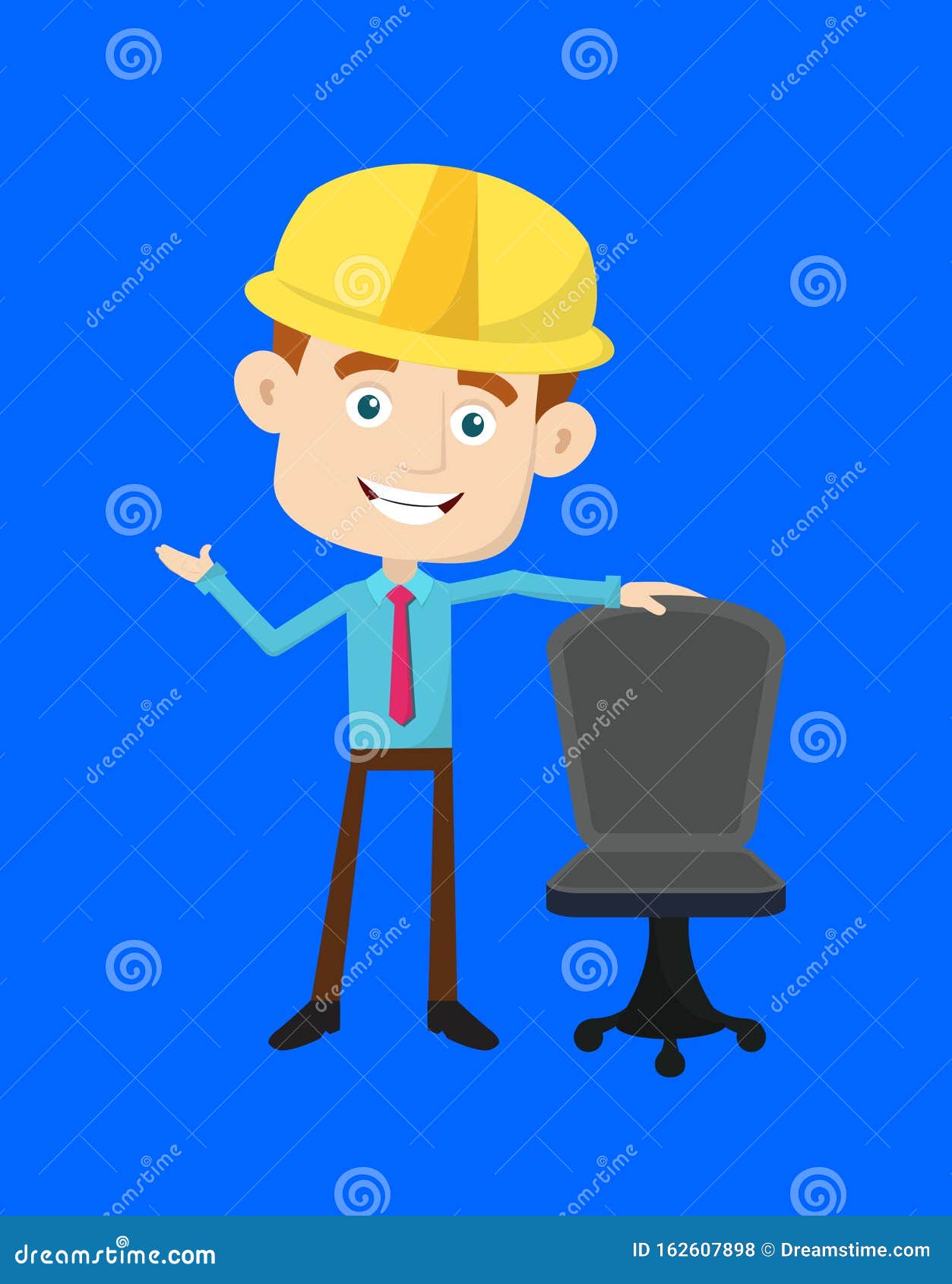 Engineer Builder Architect - Standing with Chair and Gesturing with ...