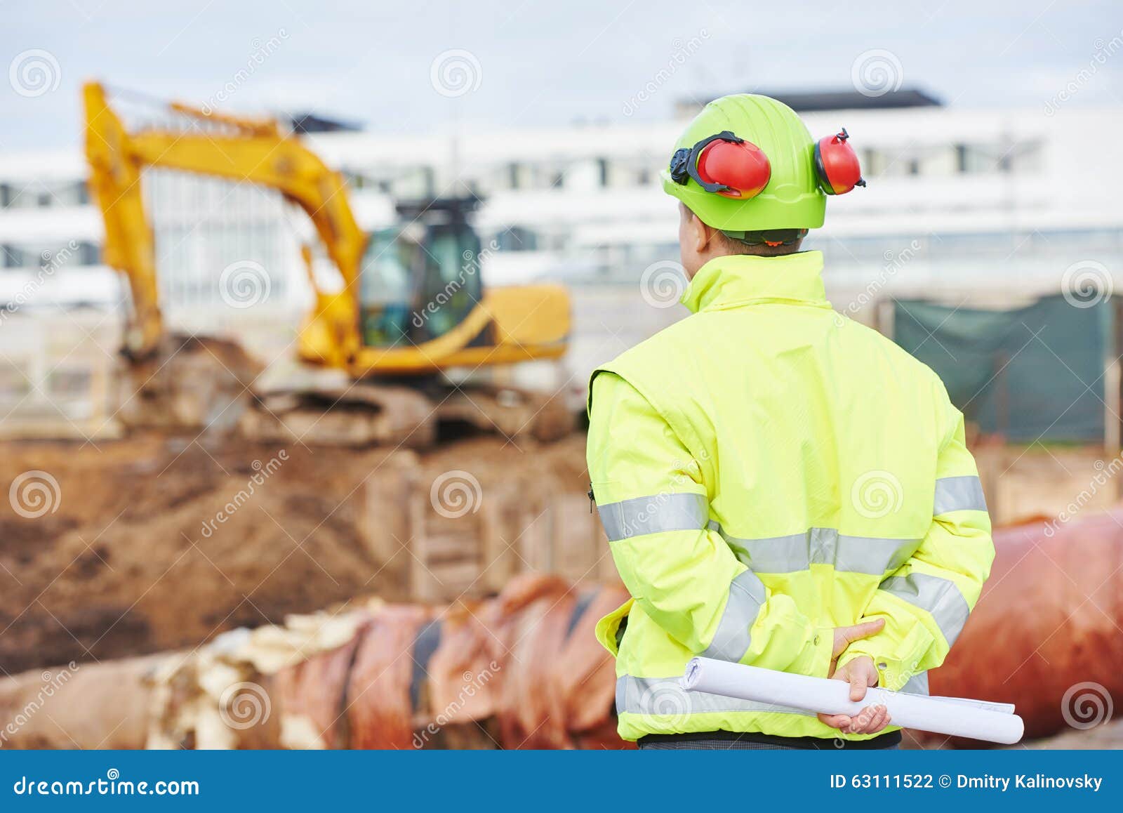 Engineer Builder Architect Team Working Check Roof Beam Construction ...