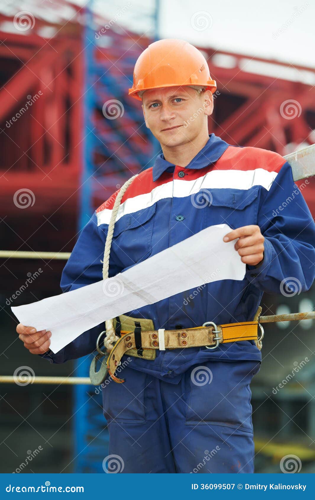 Engineer Builder at Construction Site with Draft Stock Image - Image of ...